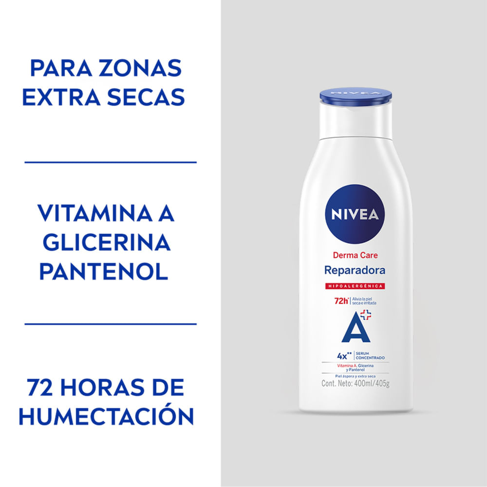 Crema Corporal Hipoalergénica Nivea Derma Care Reparadora Intensiva para Piel Extra Seca x 400 ...